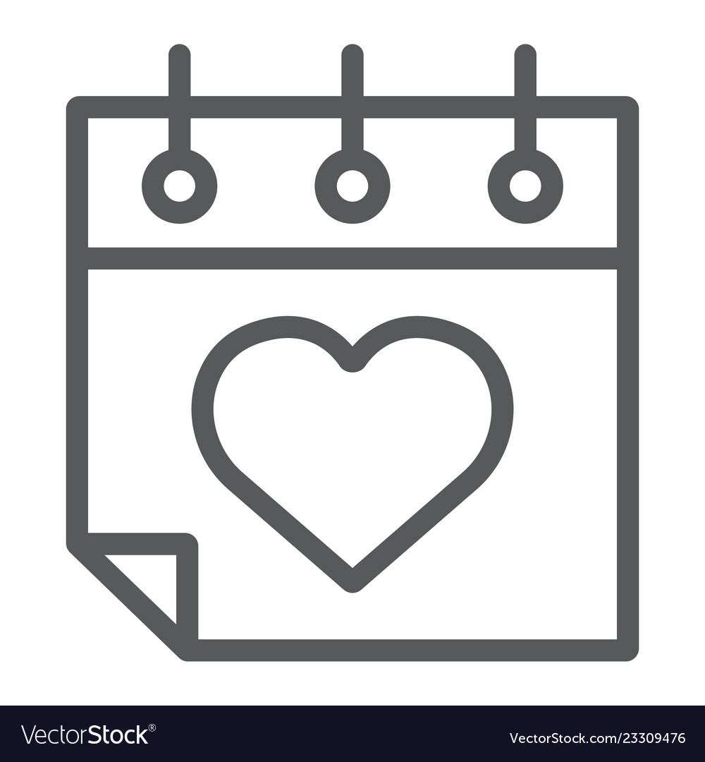 Valentines day calendar line icon february Vector Image