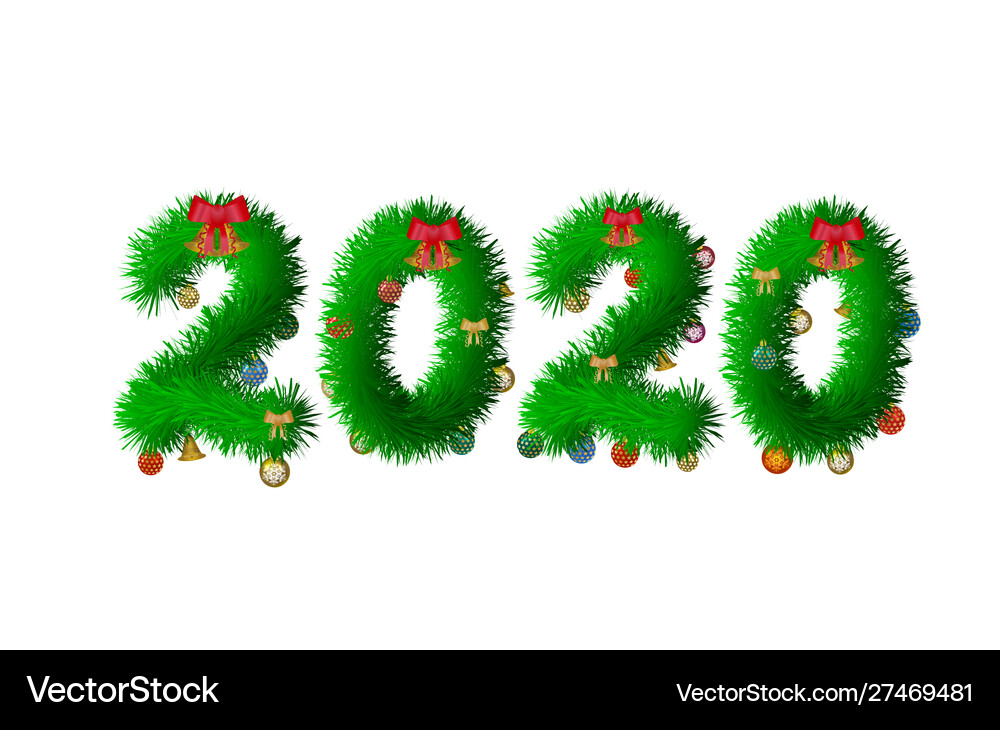 2020 numbers are made fir branches Royalty Free Vector Image
