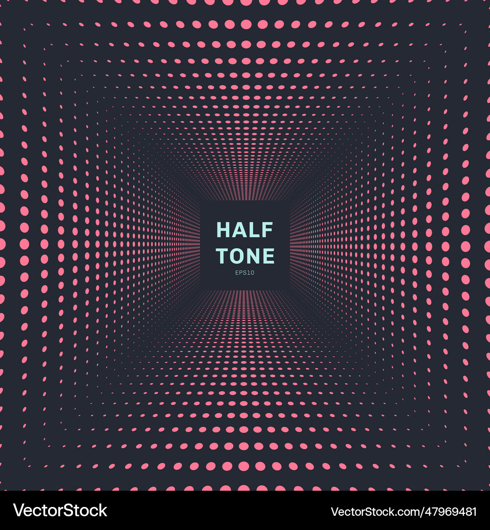 Abstract pink color halftone room perspective Vector Image