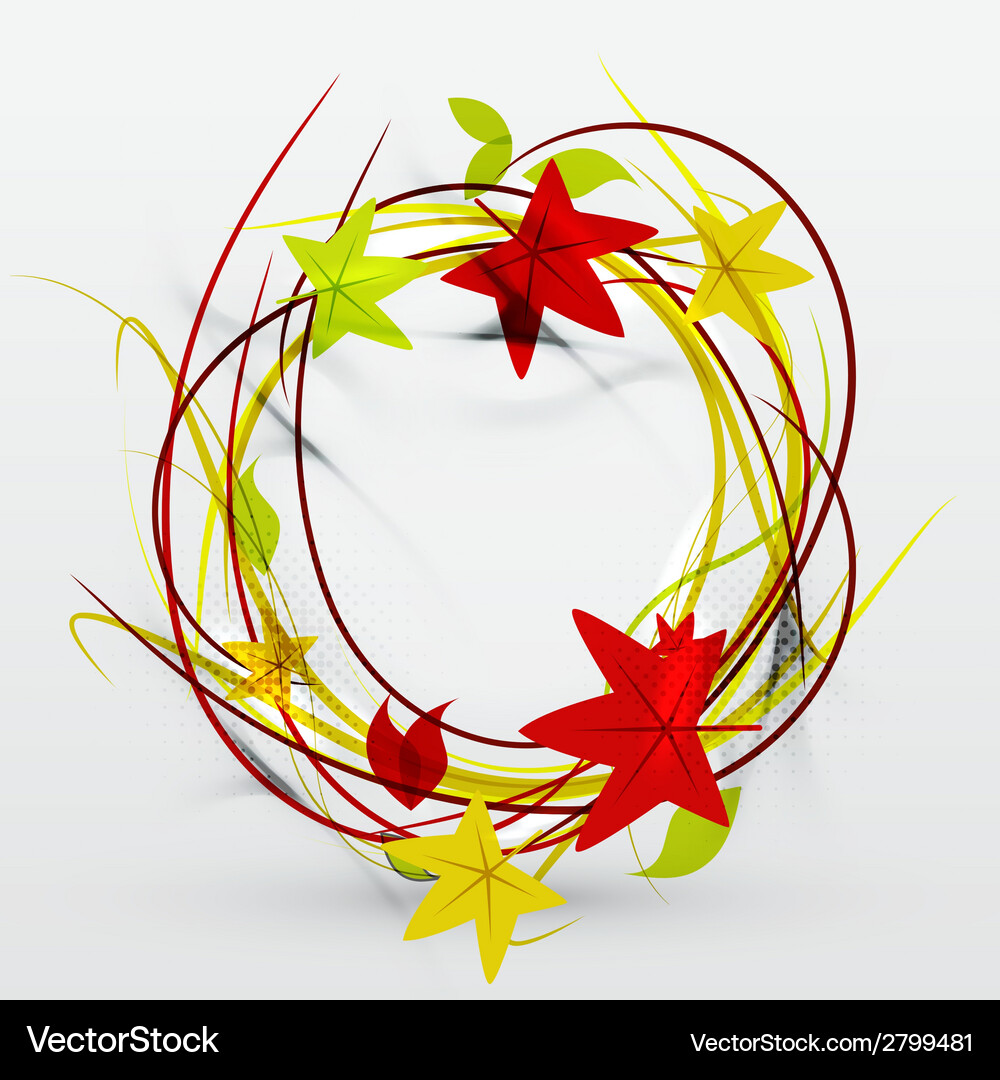 Autumn leaves and lines abstract background Vector Image