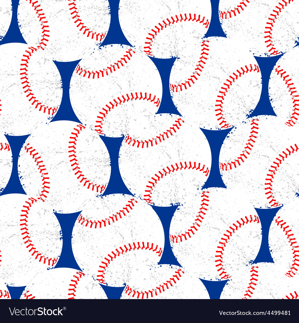 Baseballs with distressed texture seamless pattern