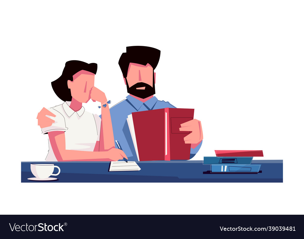 Dad help studying composition Royalty Free Vector Image