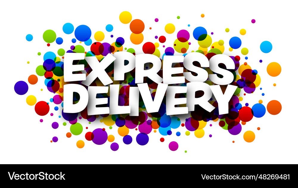 Express delivery sign over round dots confetti Vector Image