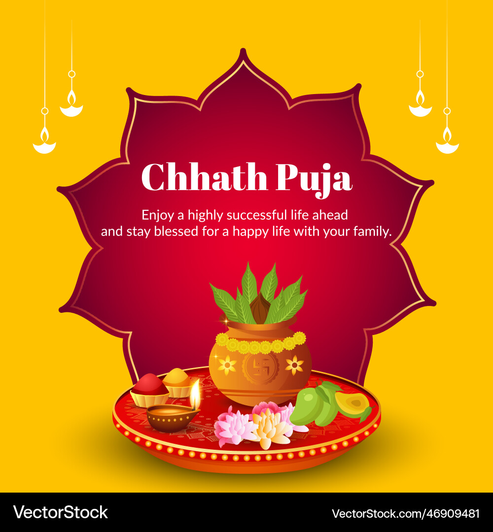 Happy chhath puja banner design template Vector Image