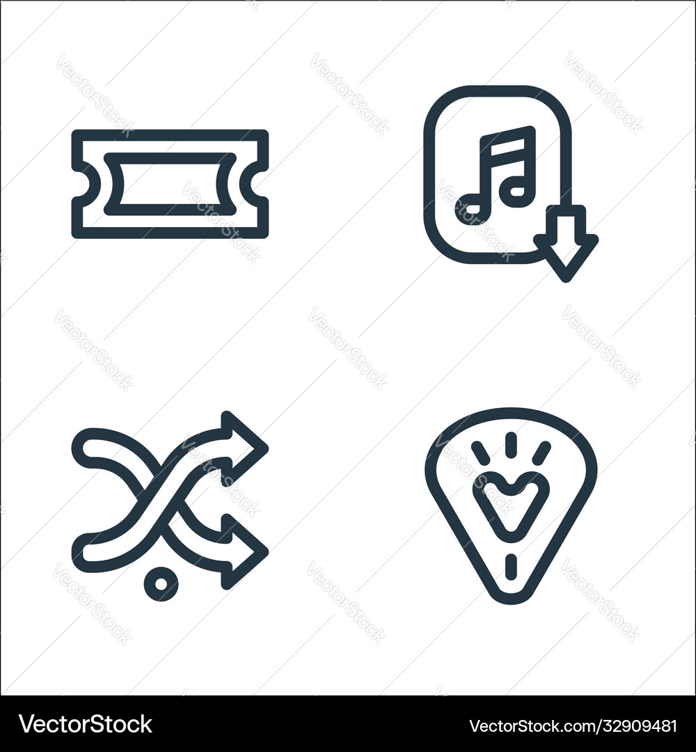 Music line icons linear set quality line set Vector Image