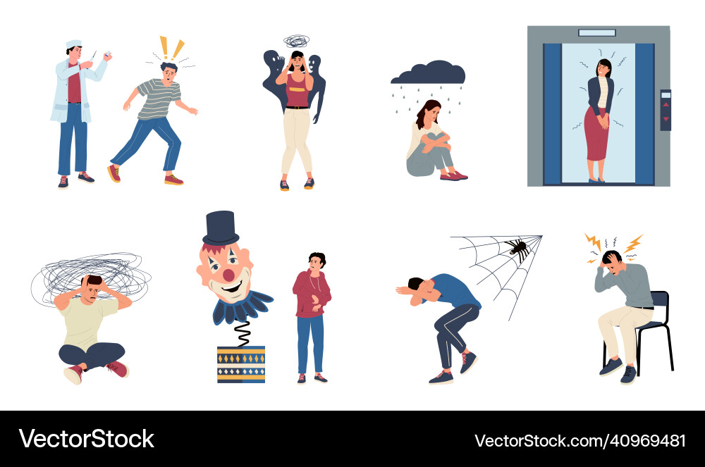 Phobia cartoon scared and obsessed with fear Vector Image