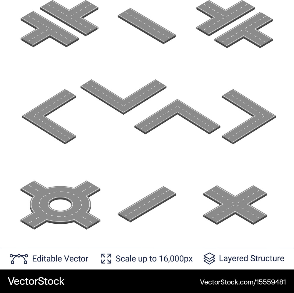 Road construction set highway map toolkit Vector Image