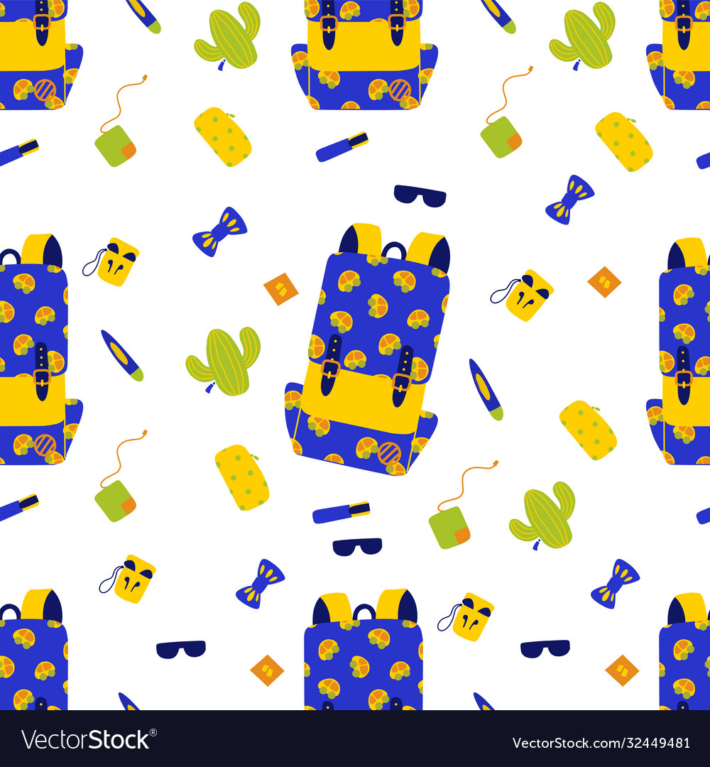 School backpack pattern seamless texture Vector Image