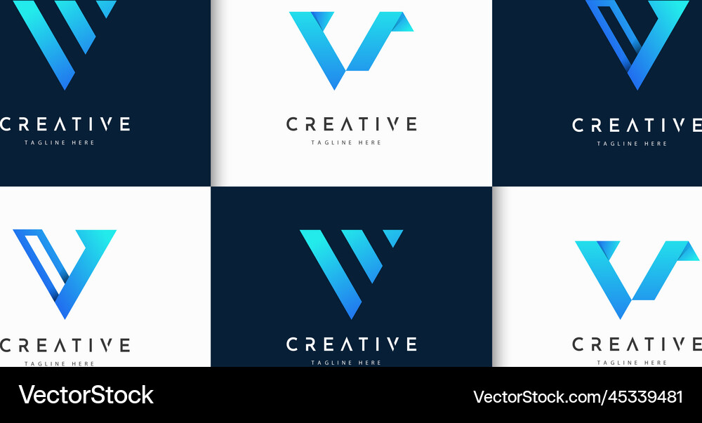 Set of creative letter v monogram style logo Vector Image
