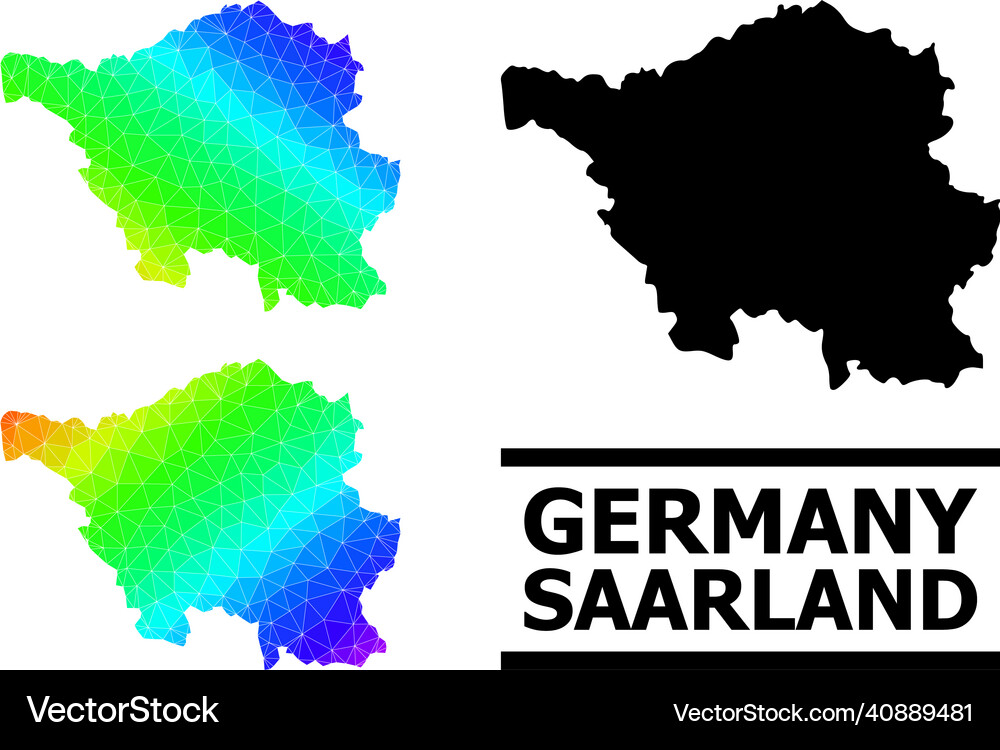 Triangle filled rainbow map of saarland state Vector Image