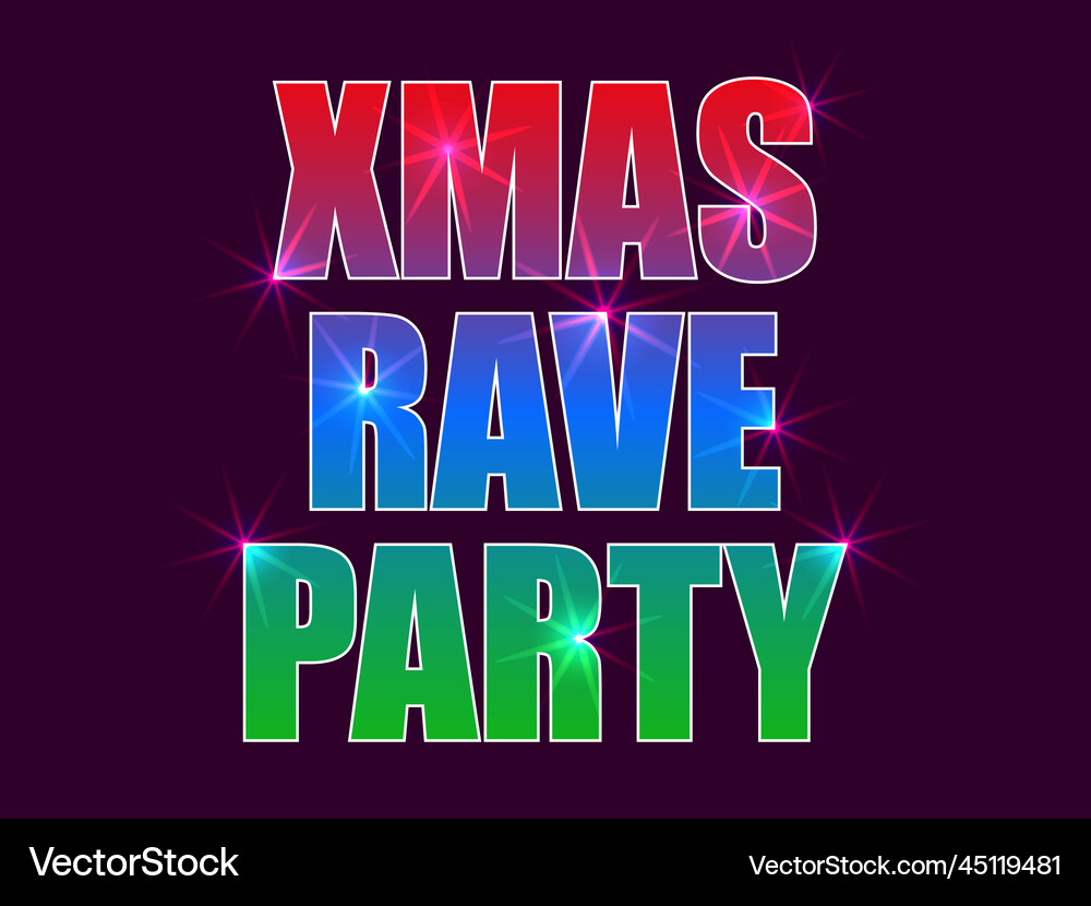 Xmas rave party gradient text in red green Vector Image