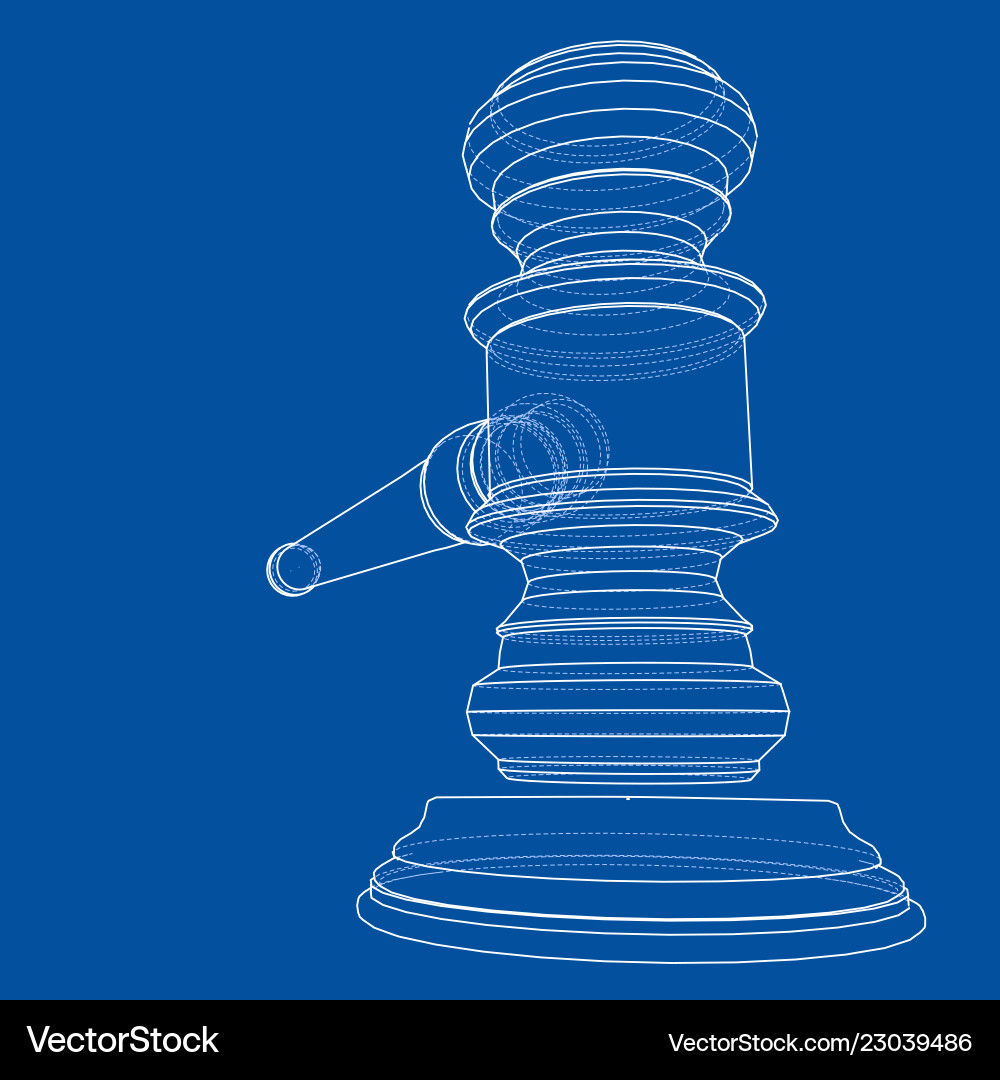 3d outline gavel rendering of Royalty Free Vector Image