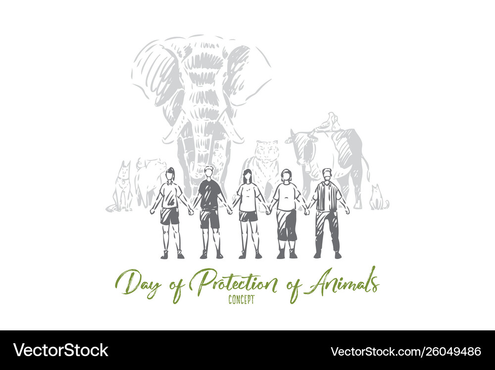 Animals protection day concept sketch isolated Vector Image