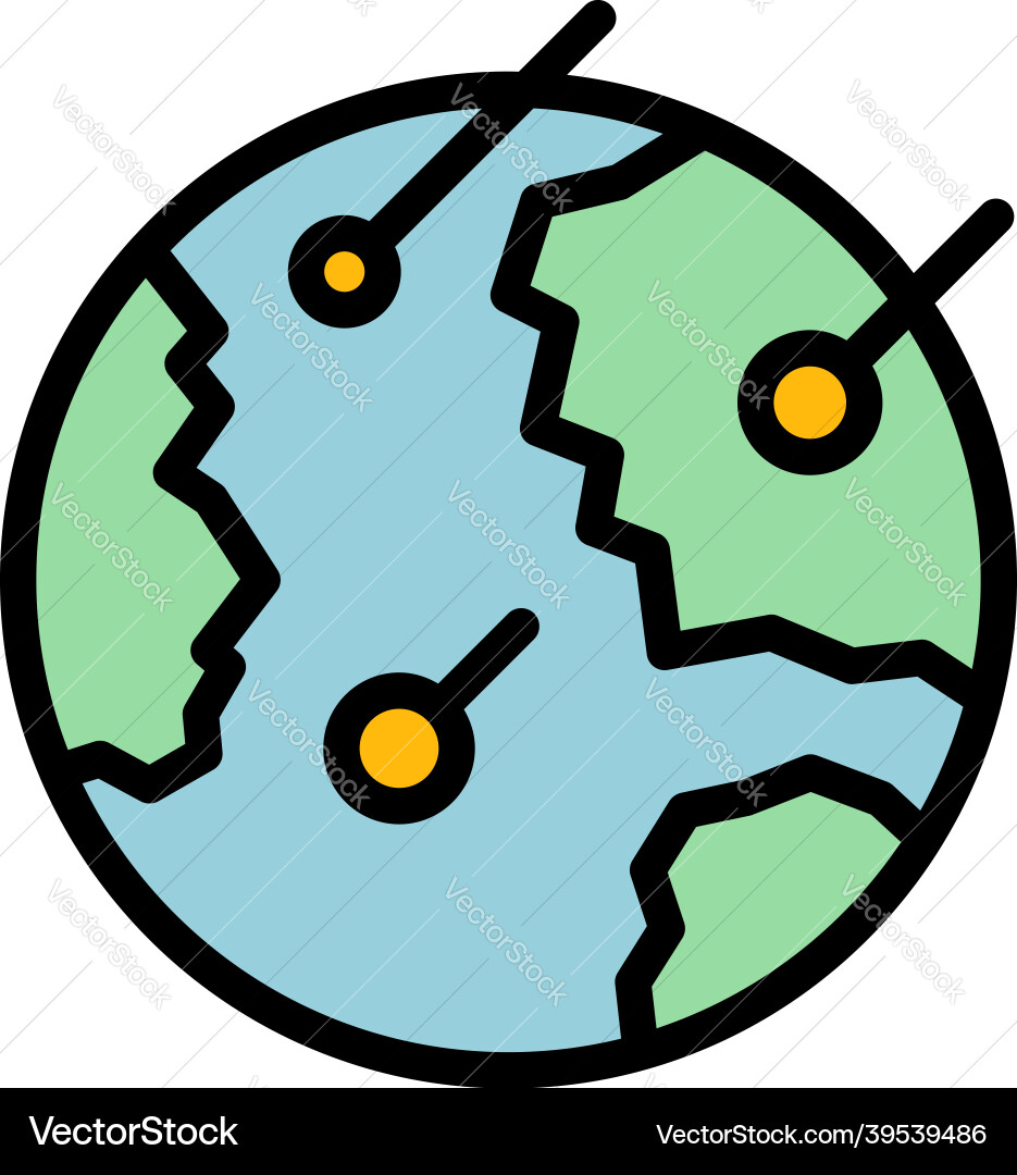 Apocalypse asteroid icon color outline Royalty Free Vector