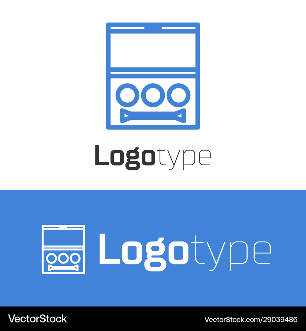 Blue line eye shadow palette with brush icon Vector Image