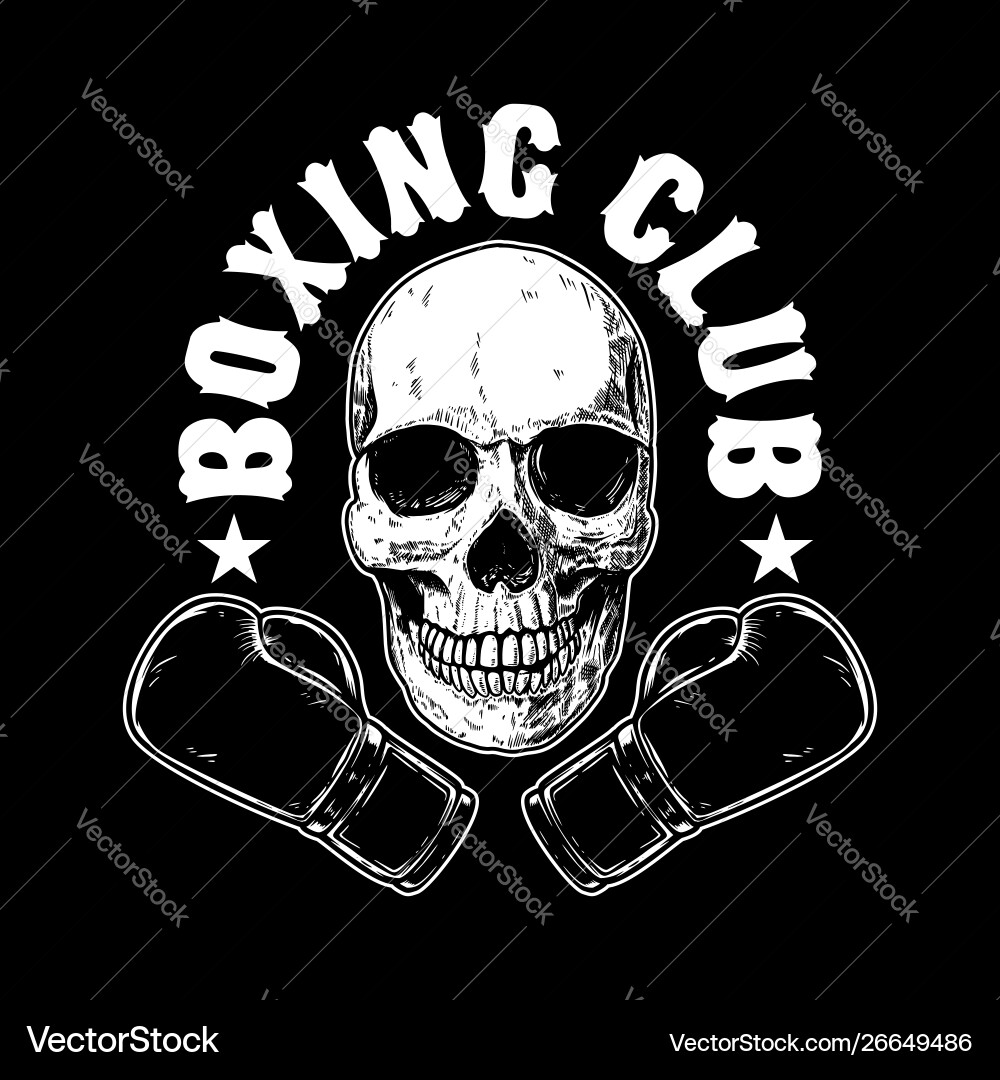 Boxing club emblem template human skull Royalty Free Vector