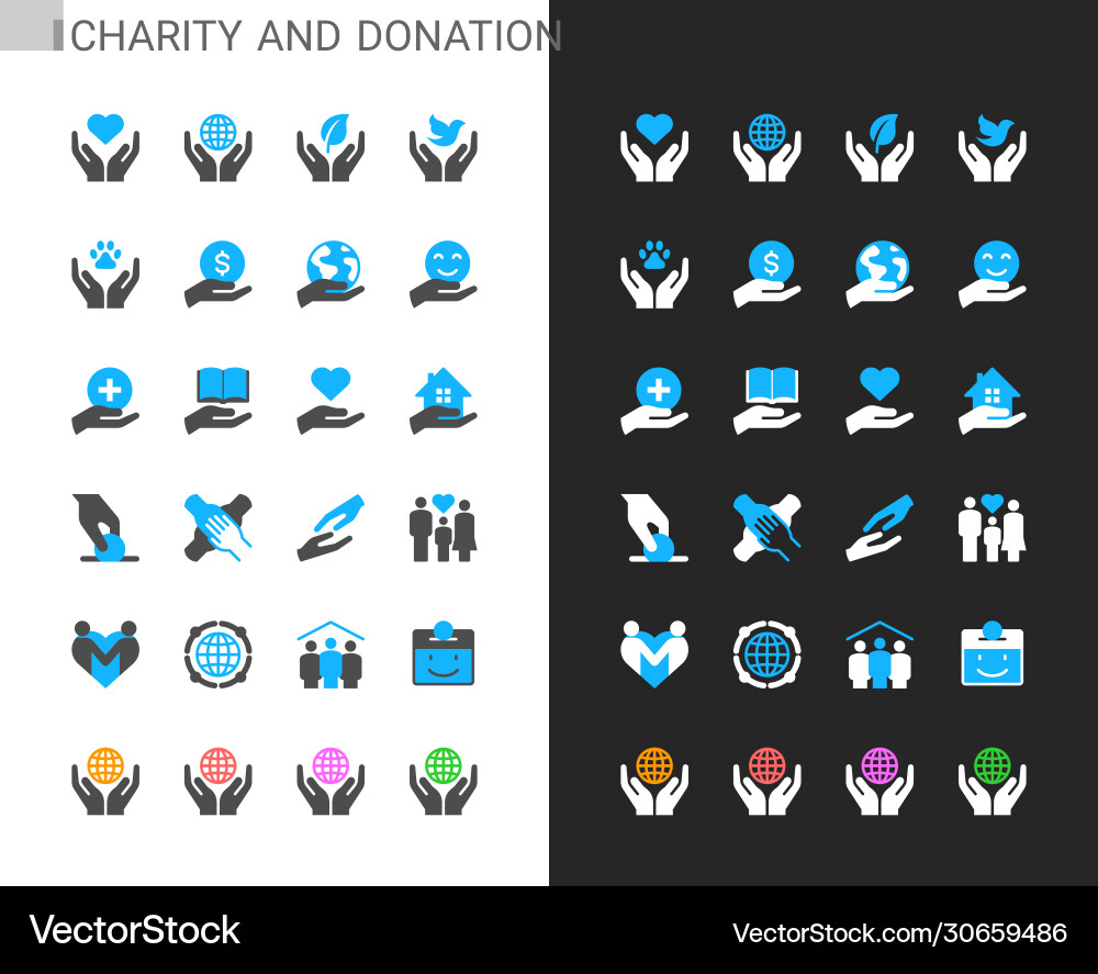 Charity and donation icons Royalty Free Vector Image