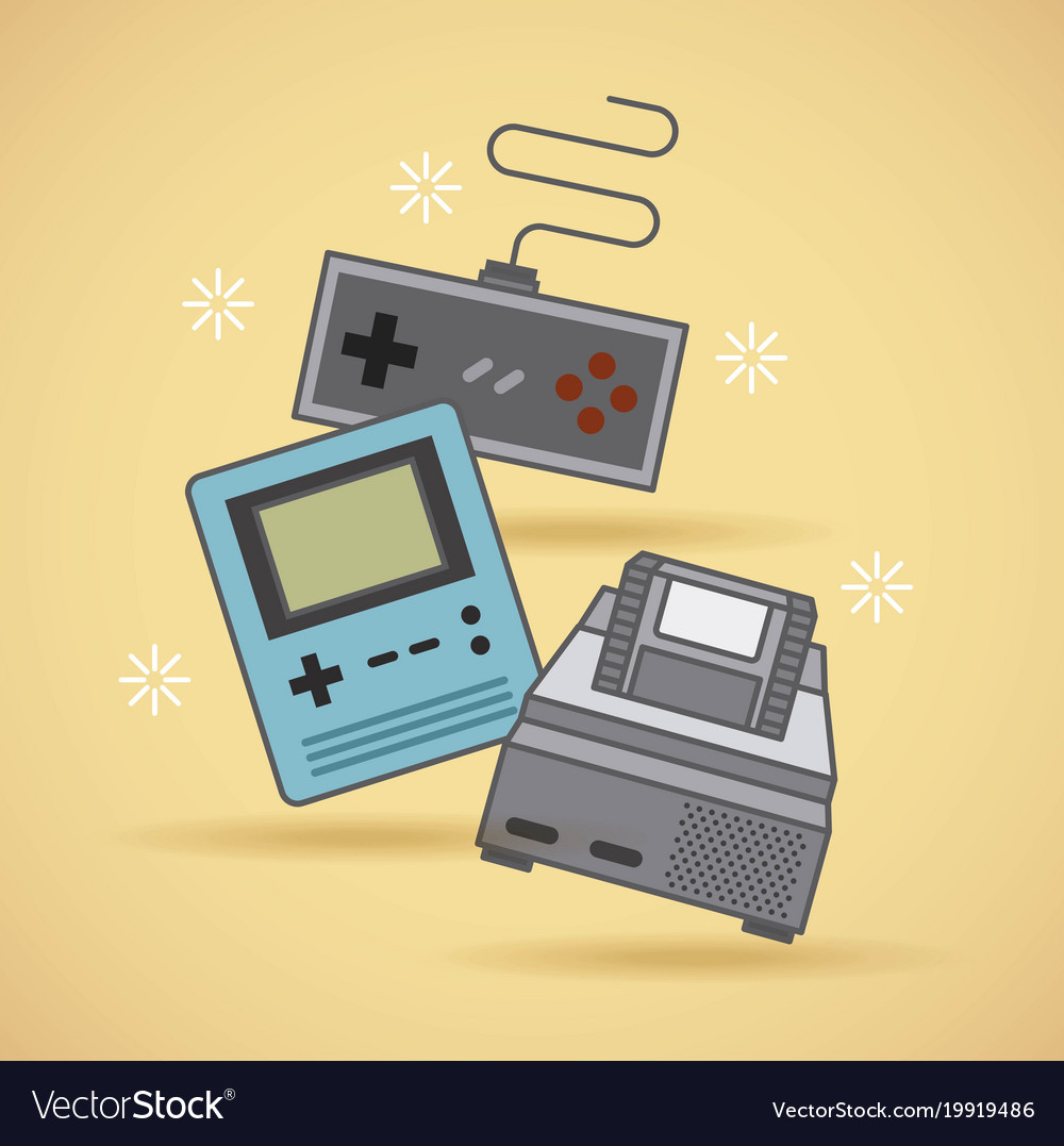 Classic videogames and console entertainment icons