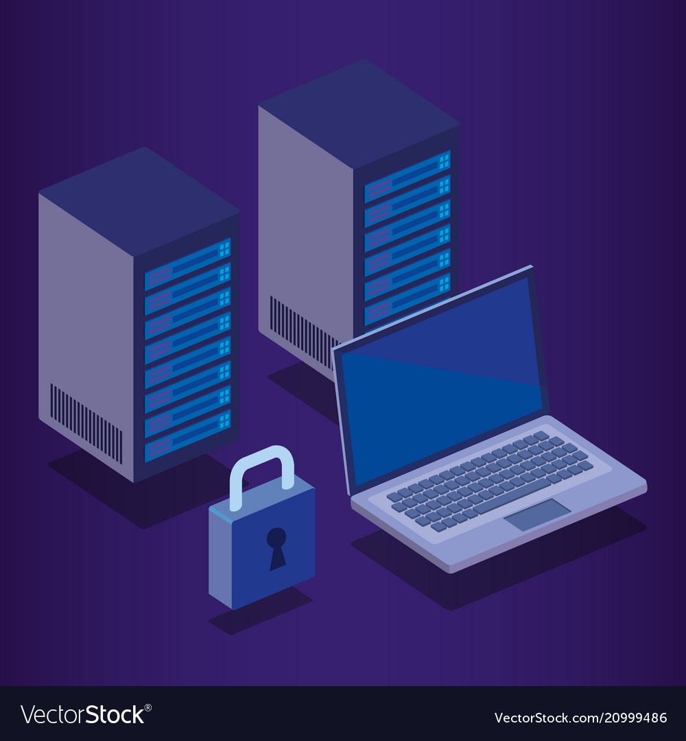 Cyber security isometrics icons Royalty Free Vector Image