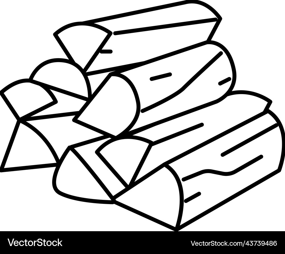 Firewood wood timber line icon Royalty Free Vector Image