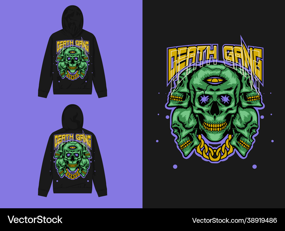 Graphic design death gang skull Royalty Free Vector Image