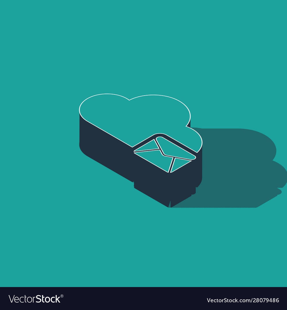 Isometric cloud mail server icon isolated on green Isometric cloud mail server icon isolated on green
