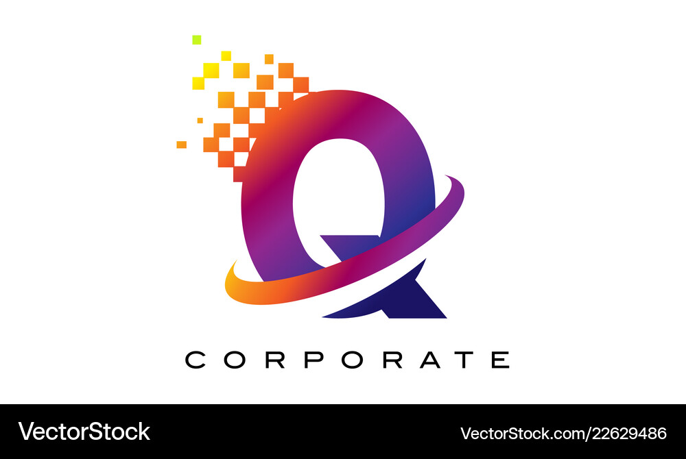 Letter q colourful rainbow logo design Royalty Free Vector