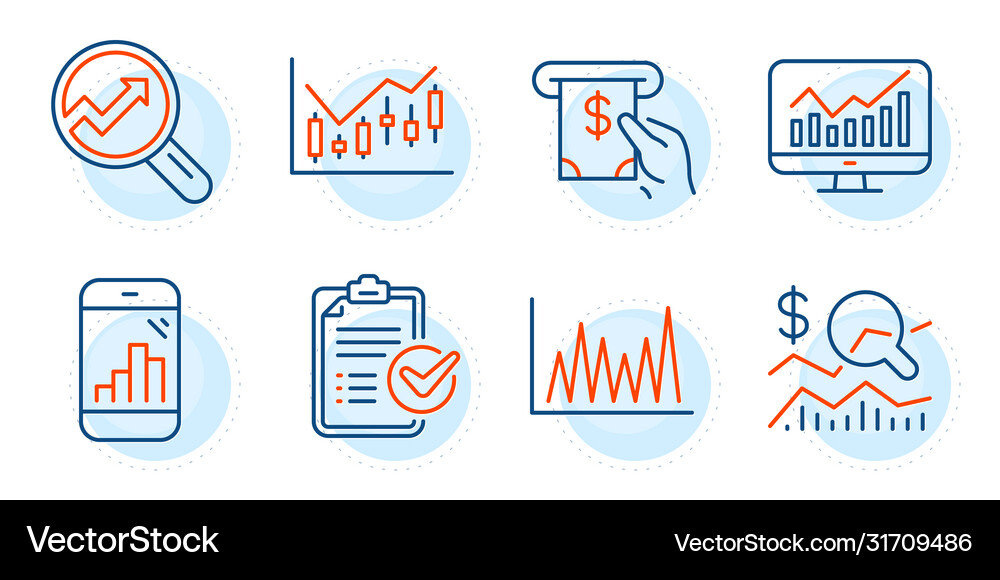 Line graph financial diagram and survey checklist Vector Image
