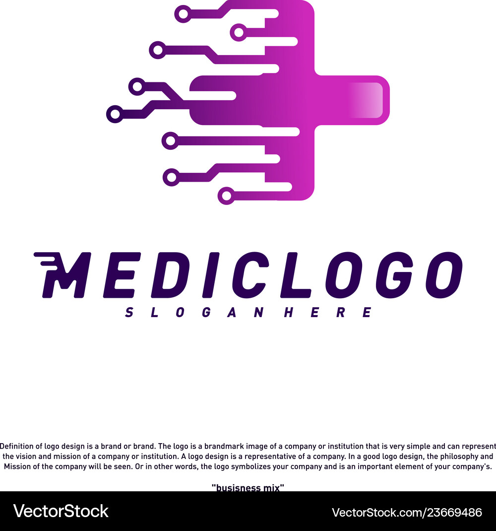 Medical tech logo design concept colorful fast Vector Image