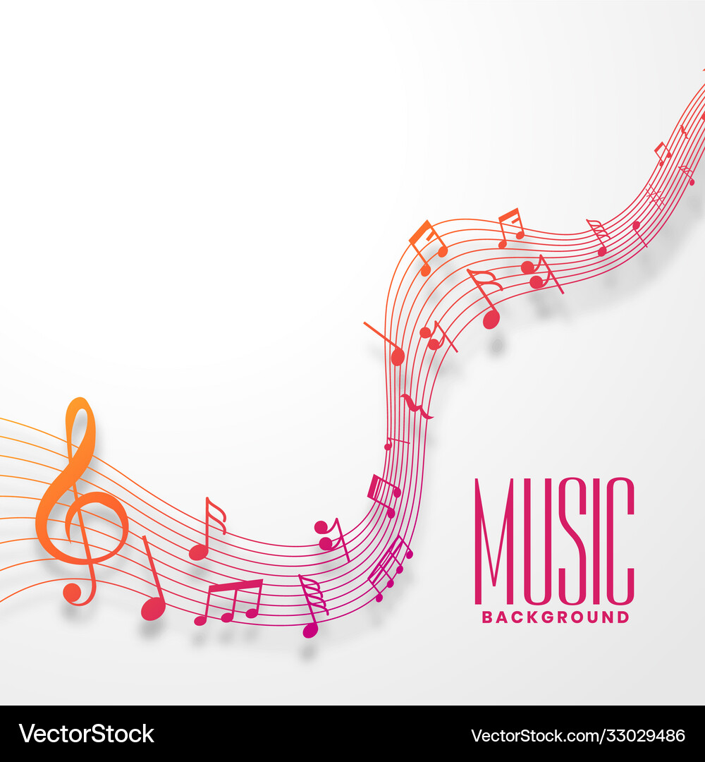 Music notes line wave in colorful style design Vector Image