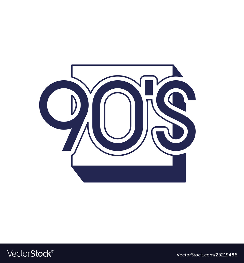 Nineties decade number with square Royalty Free Vector Image