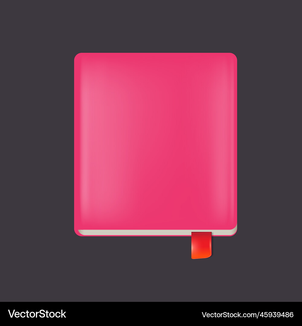Pink womens diary book with red bookmark Vector Image