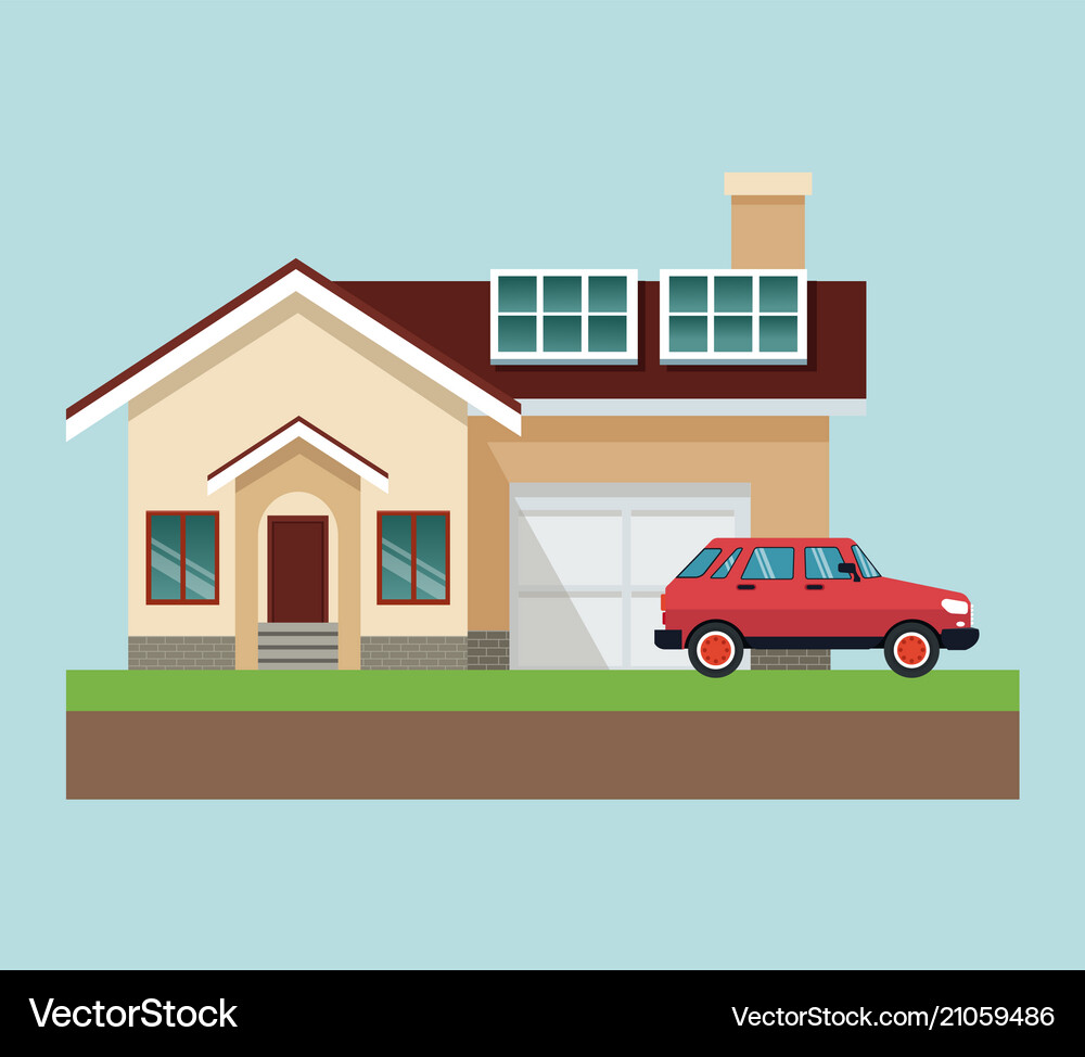 Residential house cartoon Royalty Free Vector Image