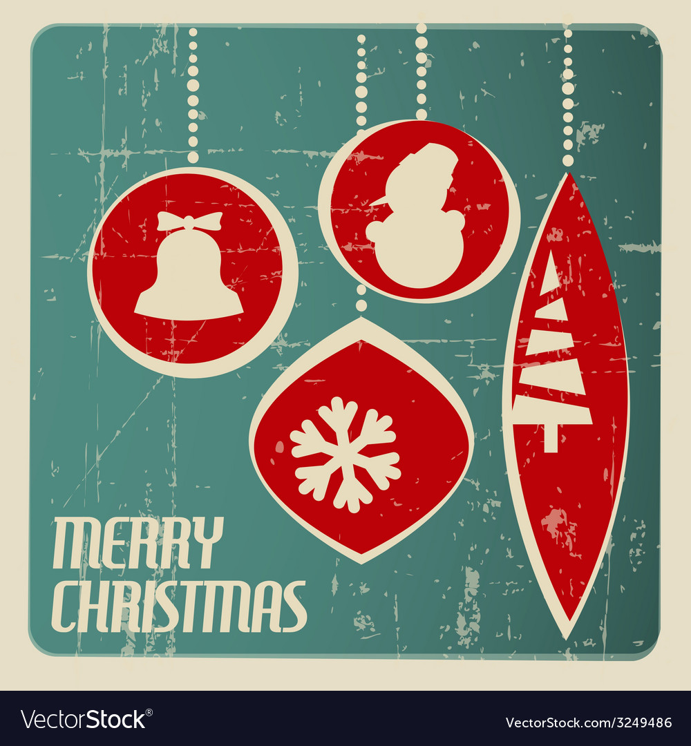 Retro Christmas Card With Decorations Royalty Free Vector