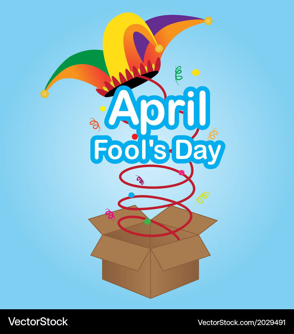 April fools day sign with jester hat Royalty Free Vector