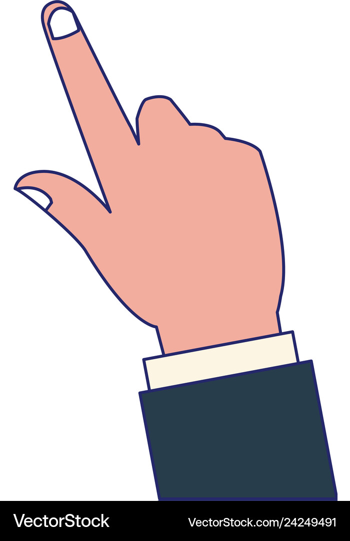 Businessman hand pointing symbol blue lines Vector Image