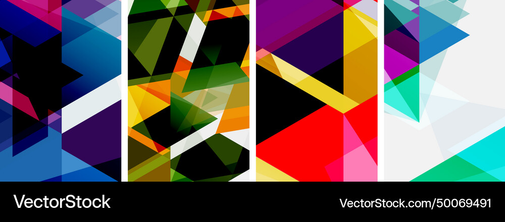 Colorful bright triangles with various colors and Vector Image