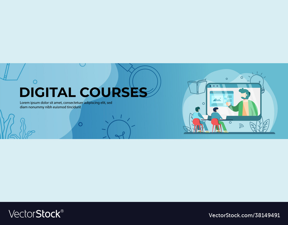 Digital courses web banner design student Vector Image