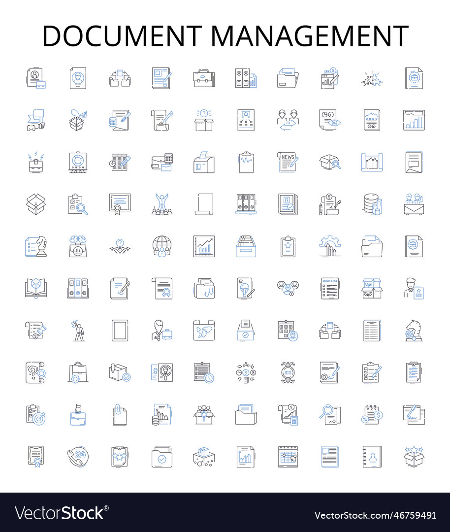 Document management outline icons collection Vector Image