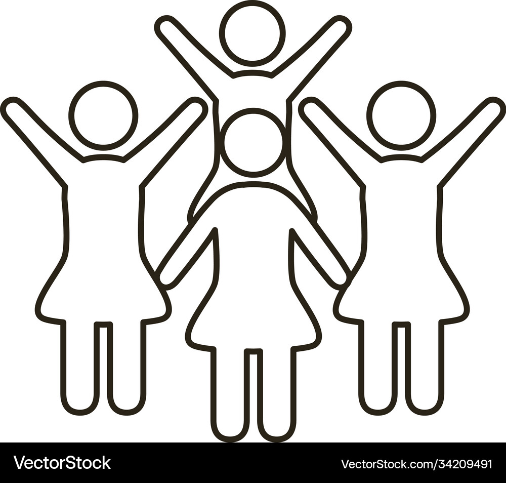 Female winners community figures line style icon Vector Image