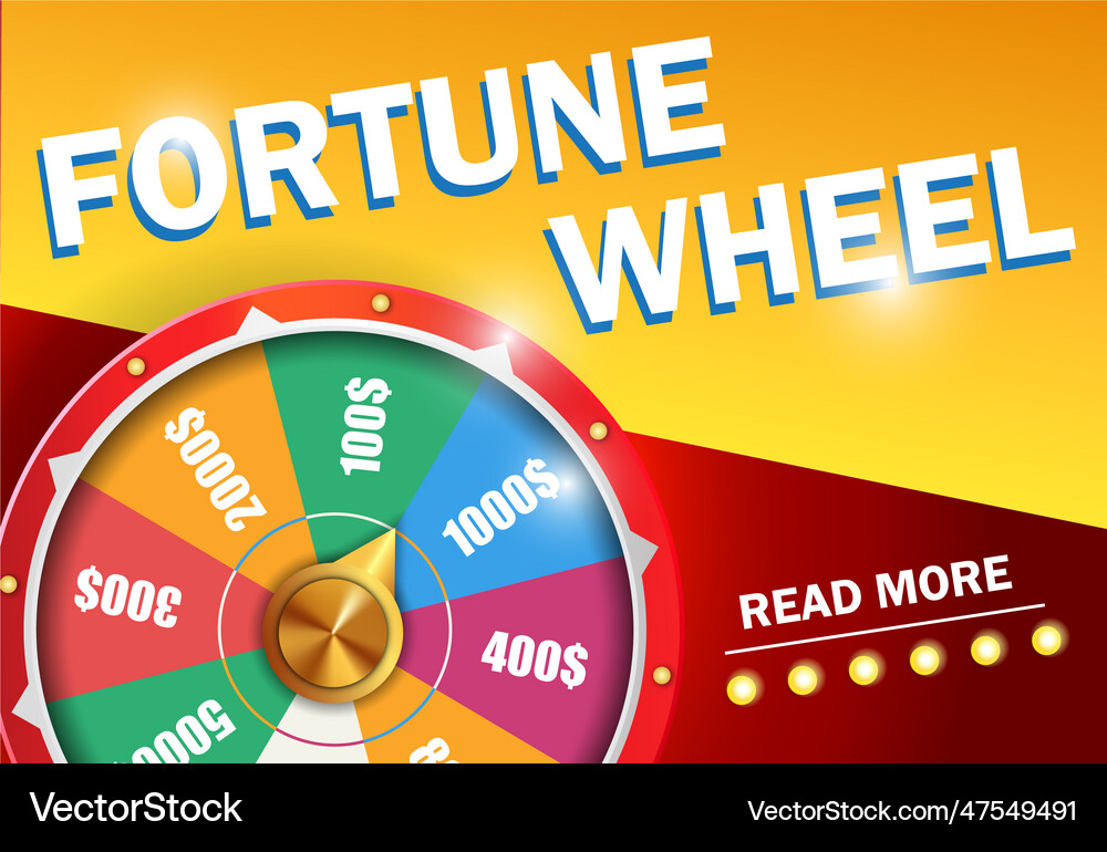 Fortune wheel read more lettering on red Vector Image