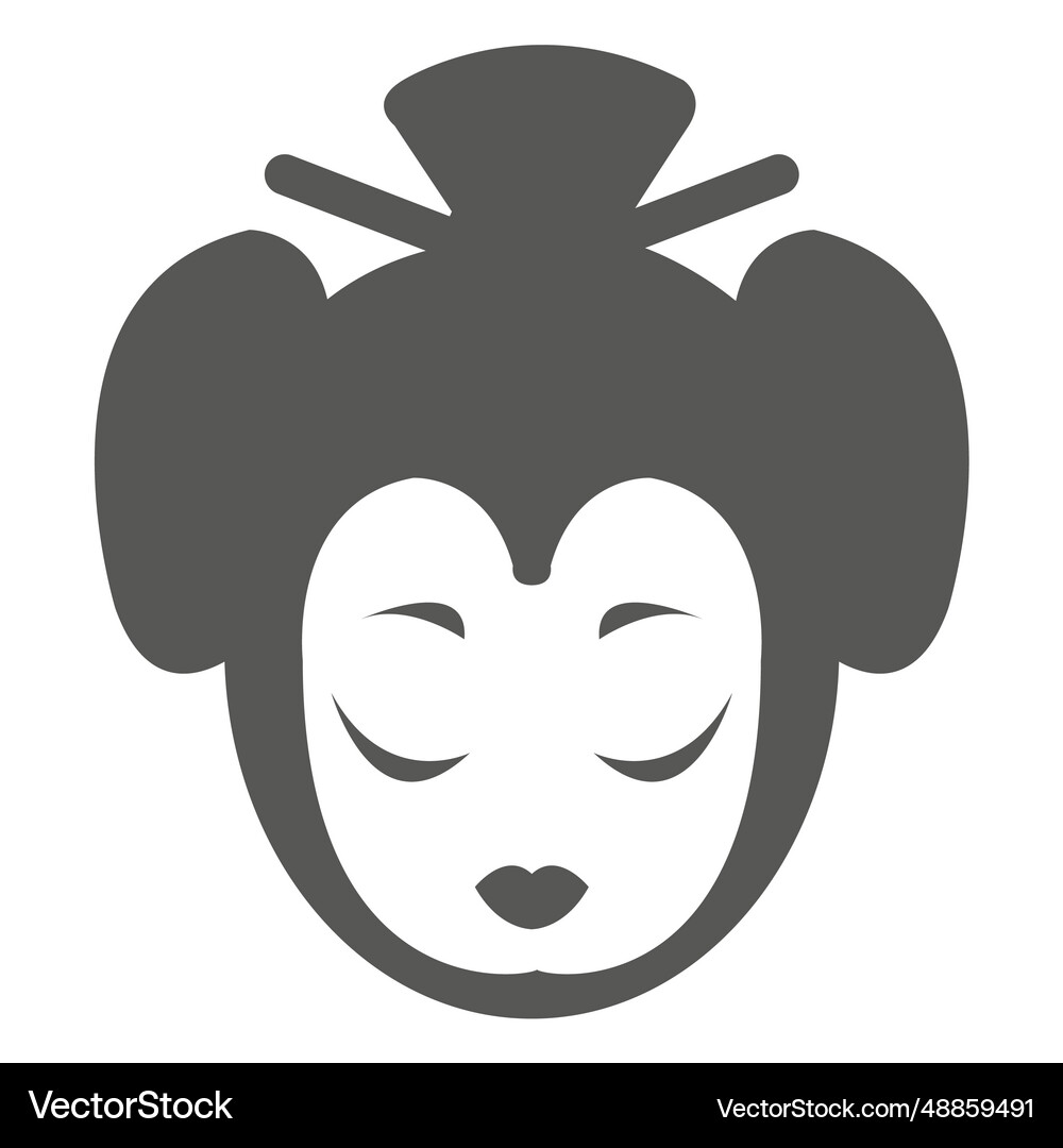 Geisha face icon silhouette Royalty Free Vector Image