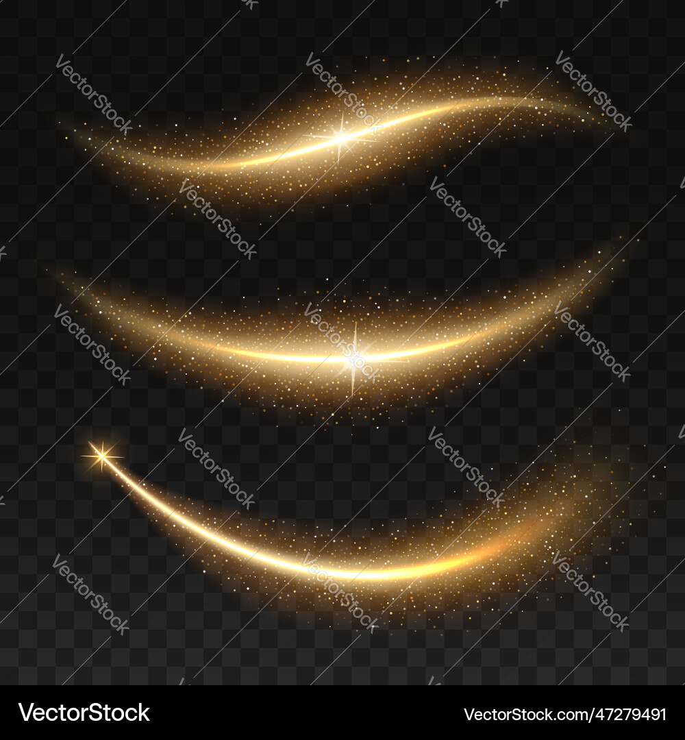 Golden stardust and glitters wave or lines Vector Image