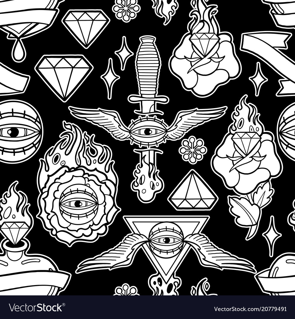 Graphic old school pattern Royalty Free Vector Image