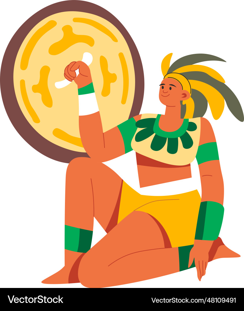Mayan or aztec emperor or king warrior soldier Vector Image