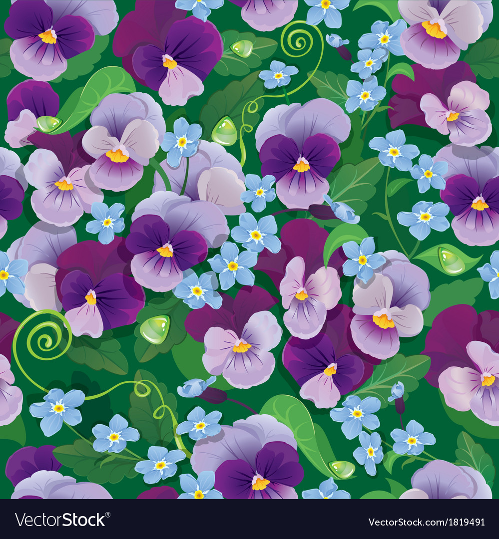 Seamless pattern with beautiful flowers - pansy Vector Image