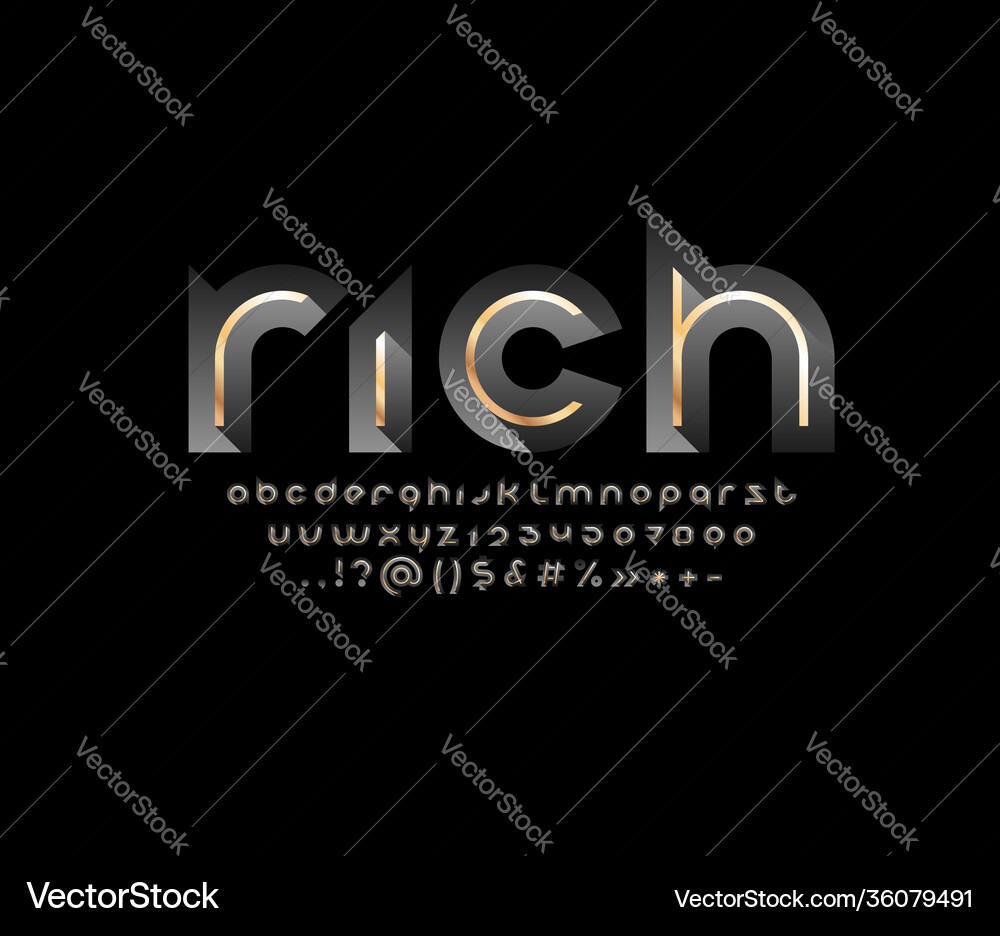 Trendy rich font rounded modern alphabet letters Vector Image