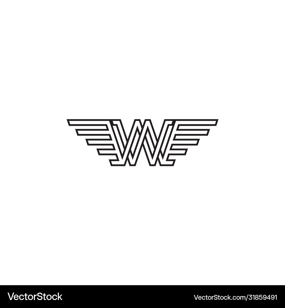 W wings letter lines logo design concept Vector Image