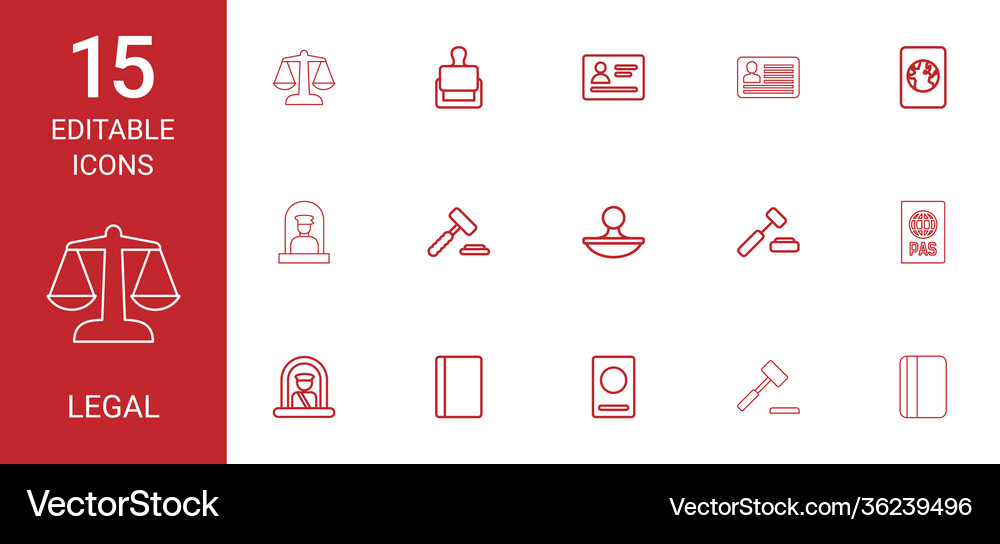 15 legal icons Royalty Free Vector Image - VectorStock