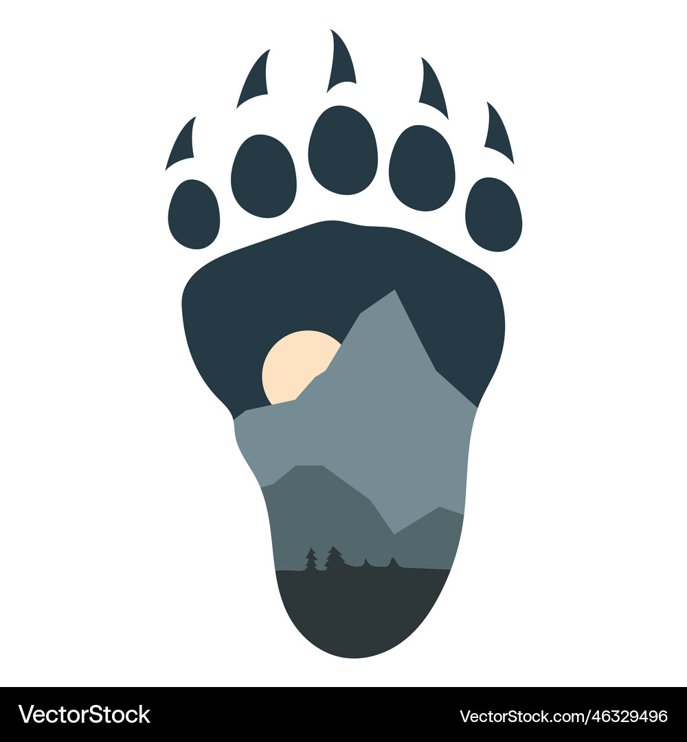 Animal paw mountain landscape Royalty Free Vector Image